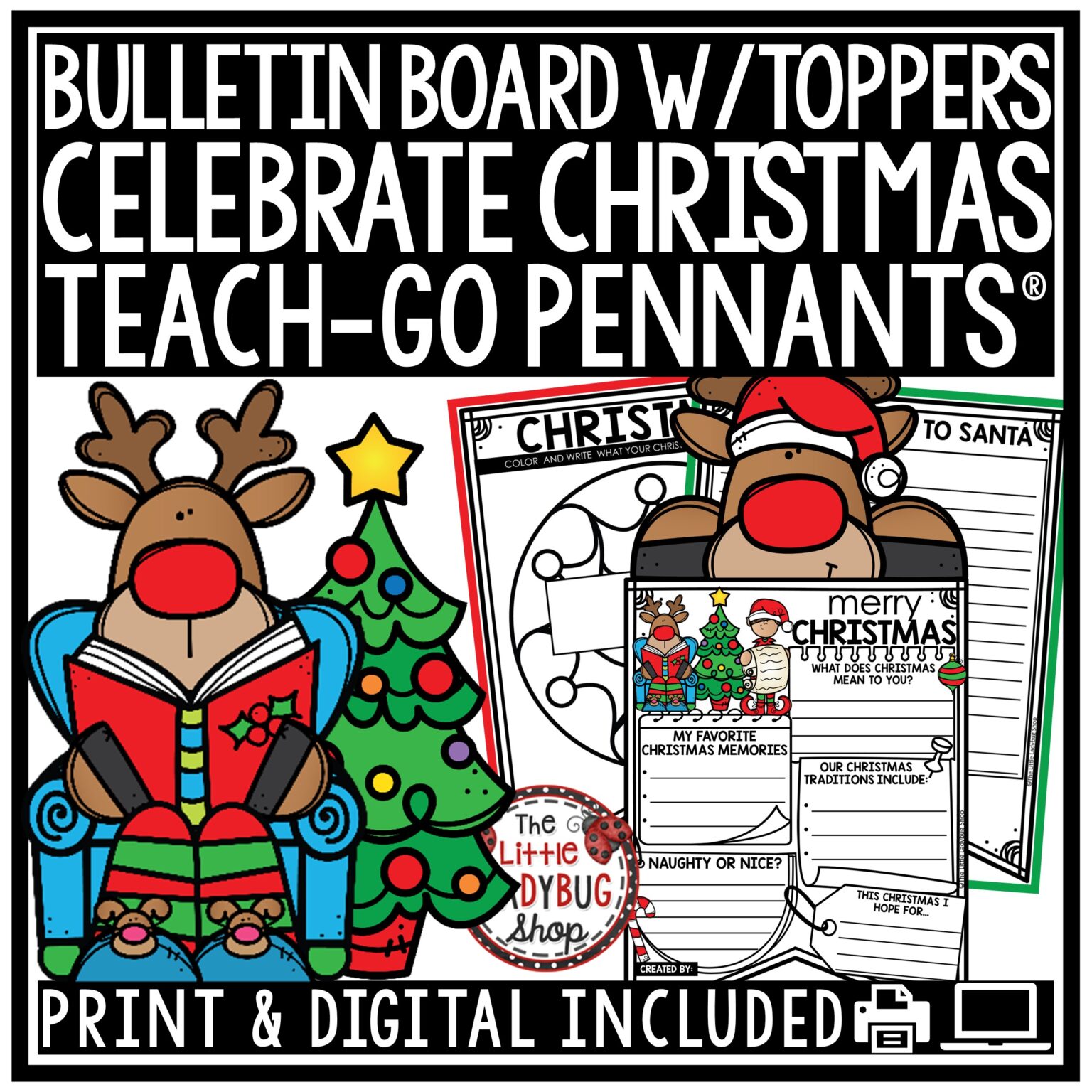 Christmas Writing Bulletin Board Santa Letter Template - The Little ...