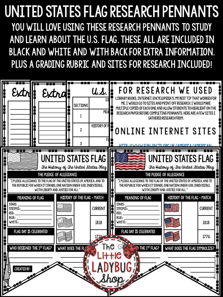 American Flag Activity & US History Research Teach- Go Pennants™ - The ...
