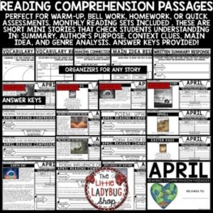 April Reading Comprehension Passages 4th Grade, 3rd Grade Reading ...