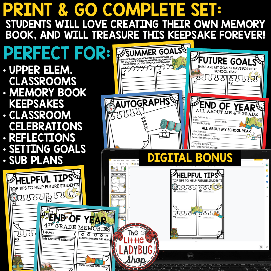 Camp Theme End of Year Memory Book 4th Grade Last Day Week of School ...
