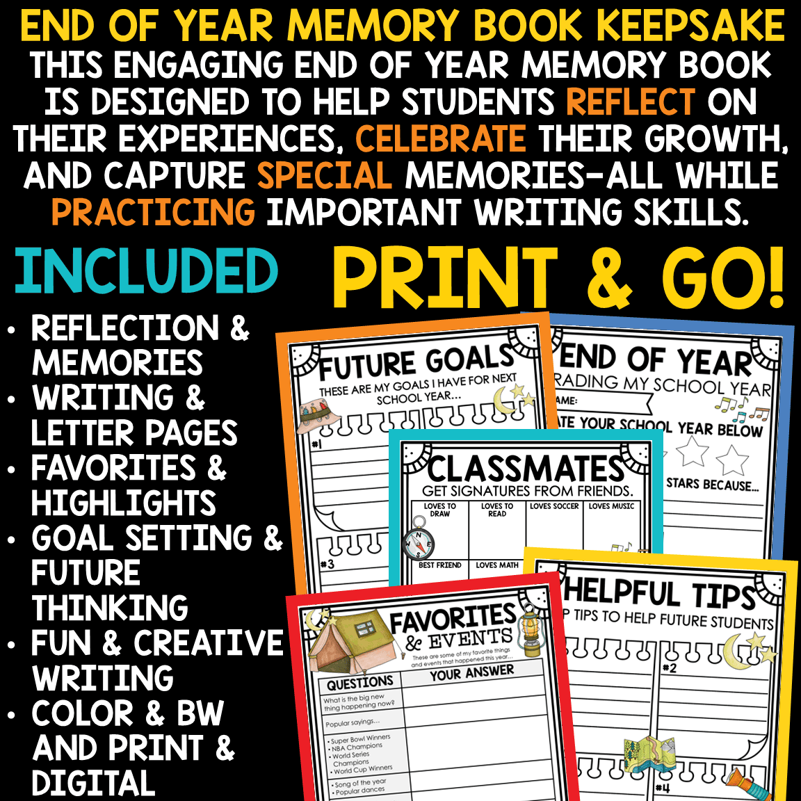 Camp Theme End of Year Memory Book 2nd Grade Last Day Week of School ...