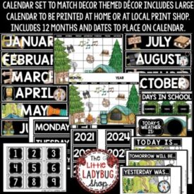 Camping Theme Classroom Decor Back to School Yearly Calendar Bulletin ...