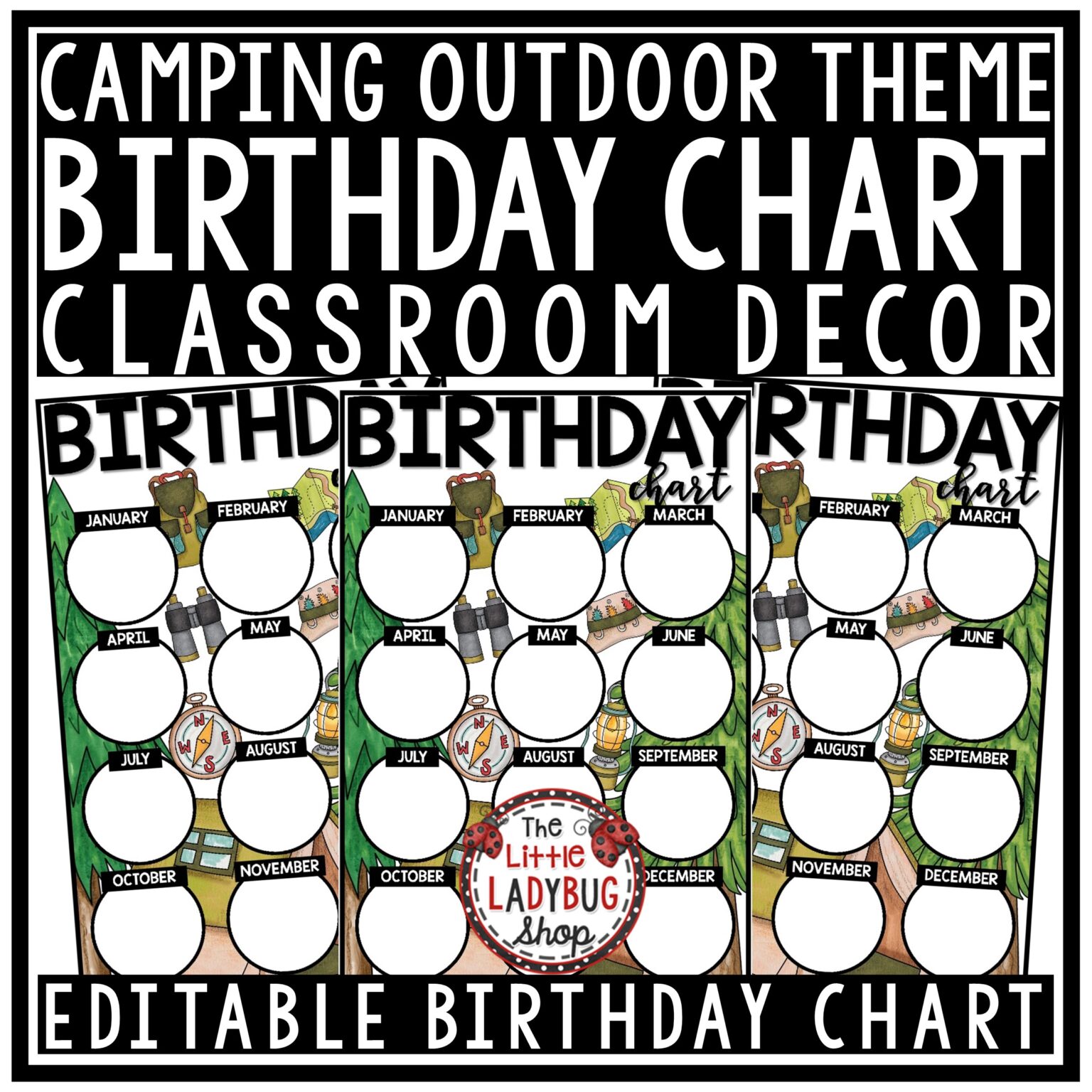 Camping Theme Classroom Decor: Classroom Birthday Display Editable ...