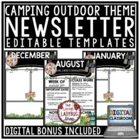 Camping Theme Classroom Decor Weekly Newsletter Template Editable - The ...