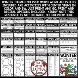 December January Winter Spelling Activities for Any List, Word Work ...
