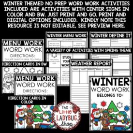 December January Winter Spelling Activities for Any List, Word Work ...