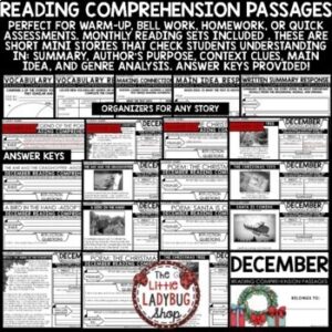 December Reading Comprehension Passages, Questions 4th Grade, 3rd Grade ...