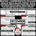 December Reading Comprehension Passages, Questions 4th Grade, 3rd Grade ...