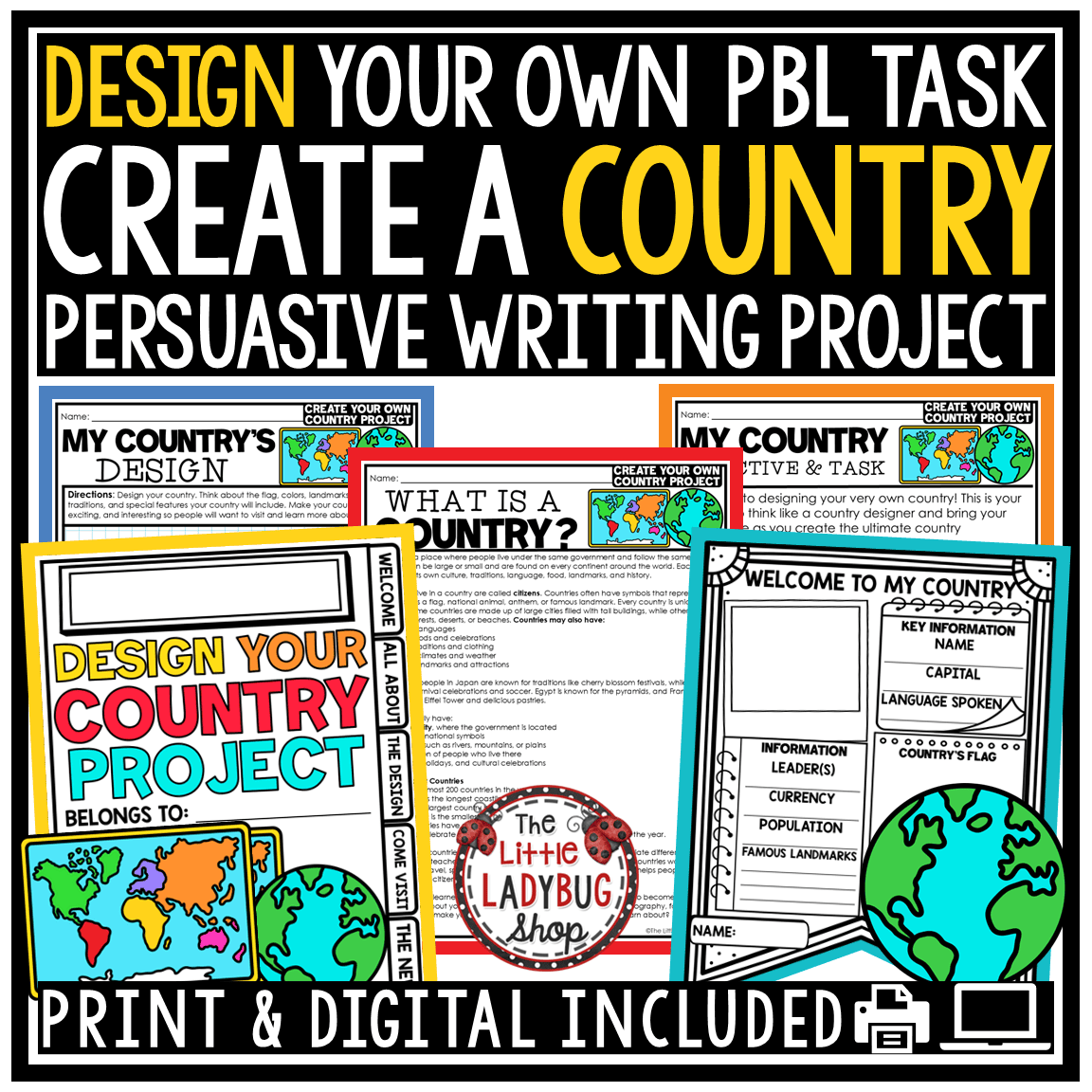 Create Design a Country PBL Project Based Learning 3rd 4th 5th Grade ...