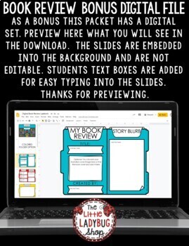 Digital Book Report: Reading Response, Book Review Template: Literature ...