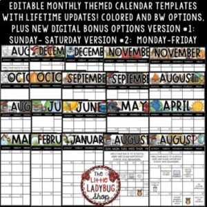 Editable Calendar 2020-2021 Templates Bonus: Google Classroom Distance ...