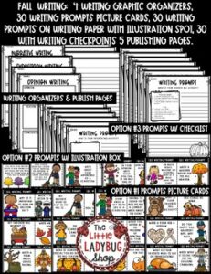 November & Fall Writing Prompts 3rd Grade, 4th Grade Autumn Activities ...