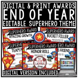 Superhero Classroom Theme: Editable End of Year Awards & Certificates ...