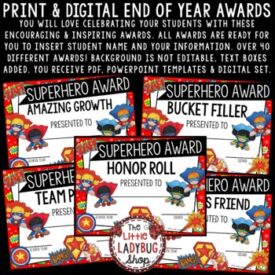 Superhero Classroom Theme: Editable End of Year Awards & Certificates ...