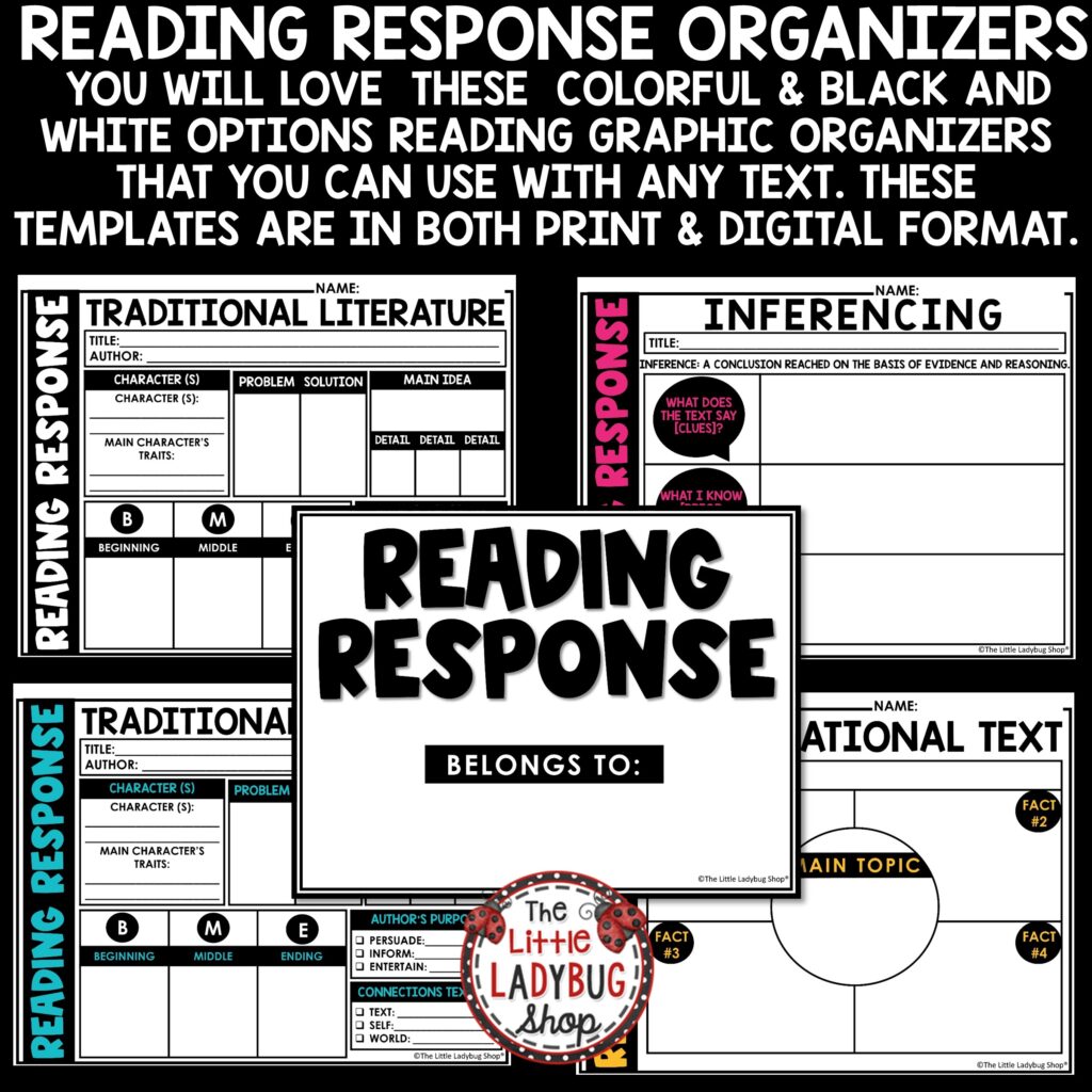 Reading Response Graphic Organizers - The Little Ladybug Shop