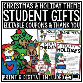 Editable Teacher Holiday Christmas Gift Tags Student Coupon Book Thank ...