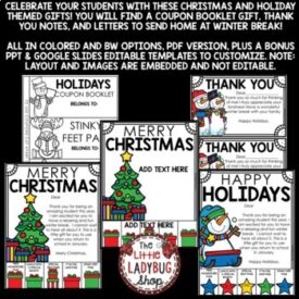Editable Teacher Holiday Christmas Gift Tags Student Coupon Book Thank ...