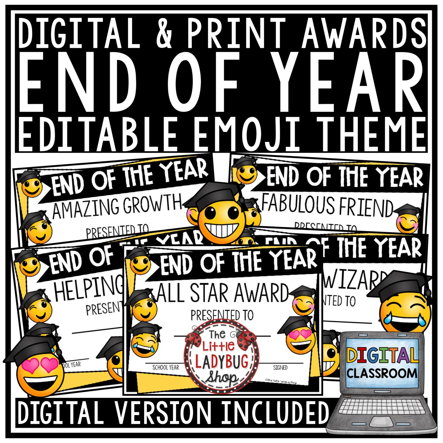 Emoji Awards End of the Year Superlative Classroom Certificates - The ...