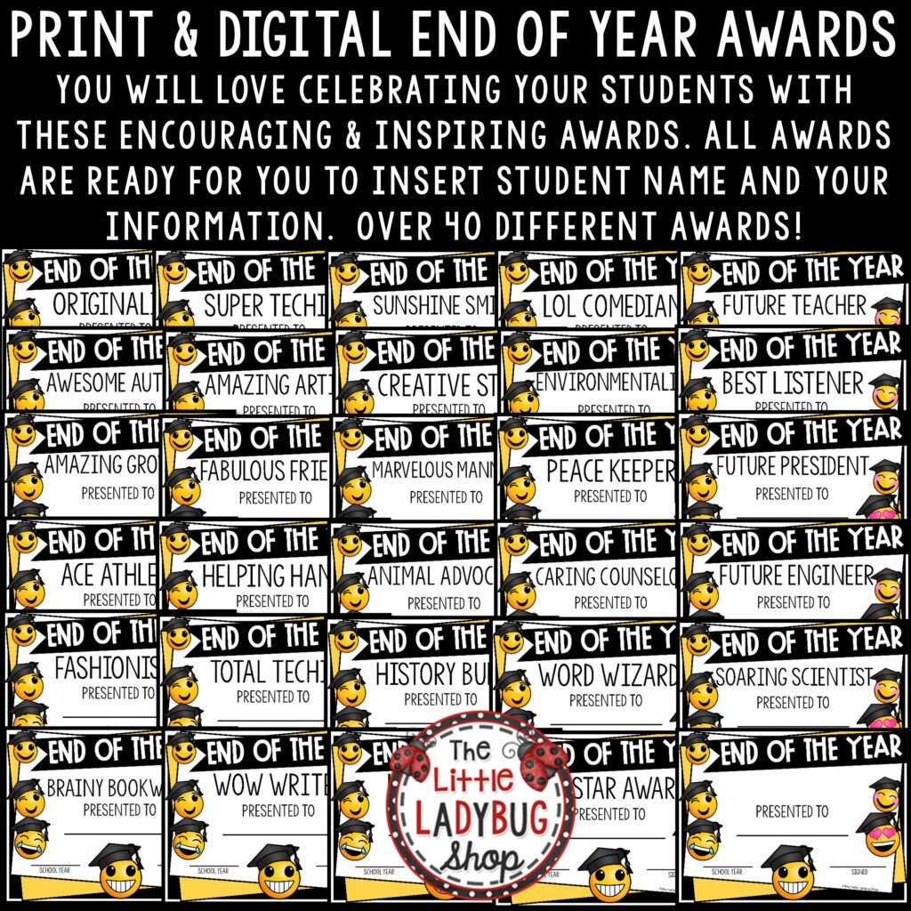 Emoji Awards End of the Year Superlative Classroom Certificates - The ...