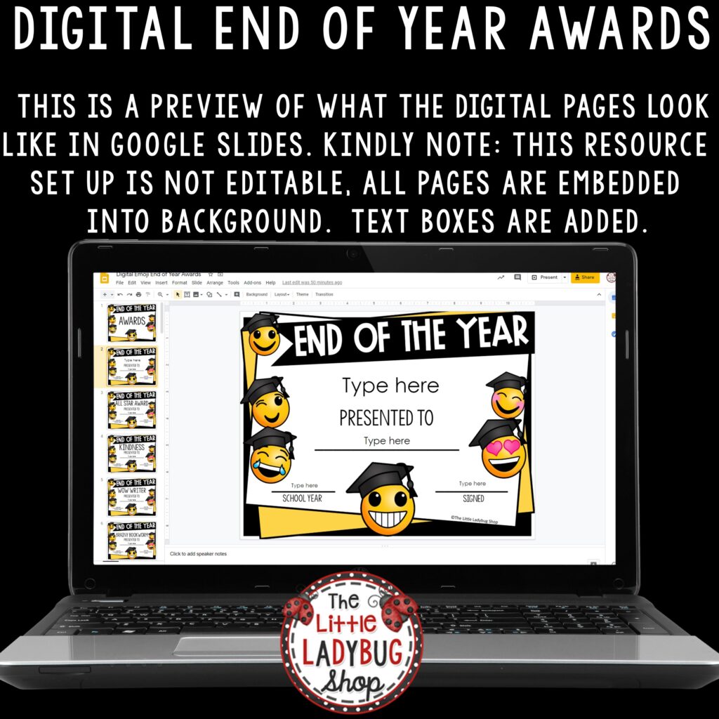 Emoji Awards End of the Year Superlative Classroom Certificates - The ...