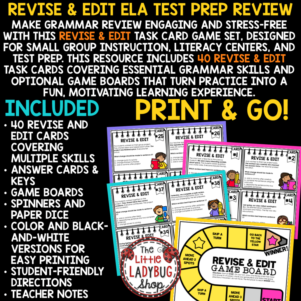 Grammar Proofreading Test Prep Revising and Editing Review Practice ...