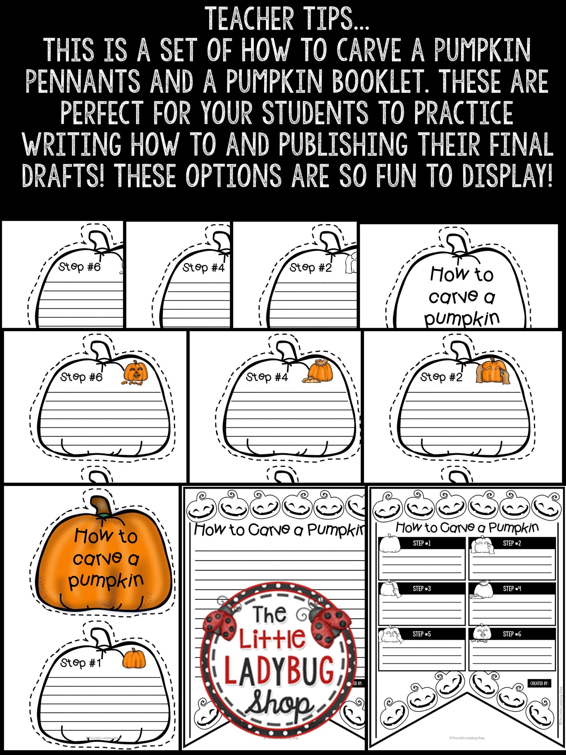 How To Carve a Pumpkin Writing Teach- Go Pennants™- Pumpkin Fall ...