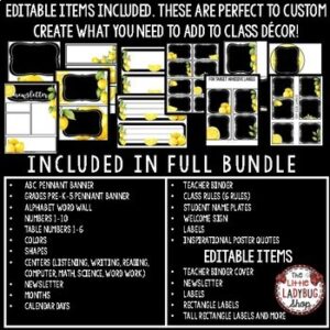 Lemon Classroom Decor: Newsletter Template Editable Farmhouse Classroom ...