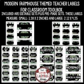 Modern Farmhouse Theme Classroom Decor Teacher Toolbox Labels Editable ...