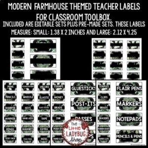 Modern Farmhouse Theme Classroom Decor Teacher Toolbox Labels Editable ...