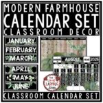 Modern Farmhouse Theme Classroom Decor: Yearly Calendar Bulletin Board ...