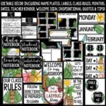 Modern Tropical Classroom Decor: Newsletter Template Editable, Labels ...