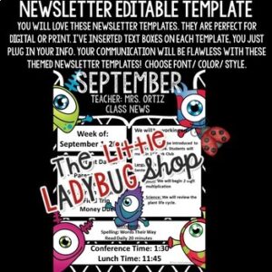 Monster Theme Classroom Monthly & Weekly Newsletter Template Editable ...