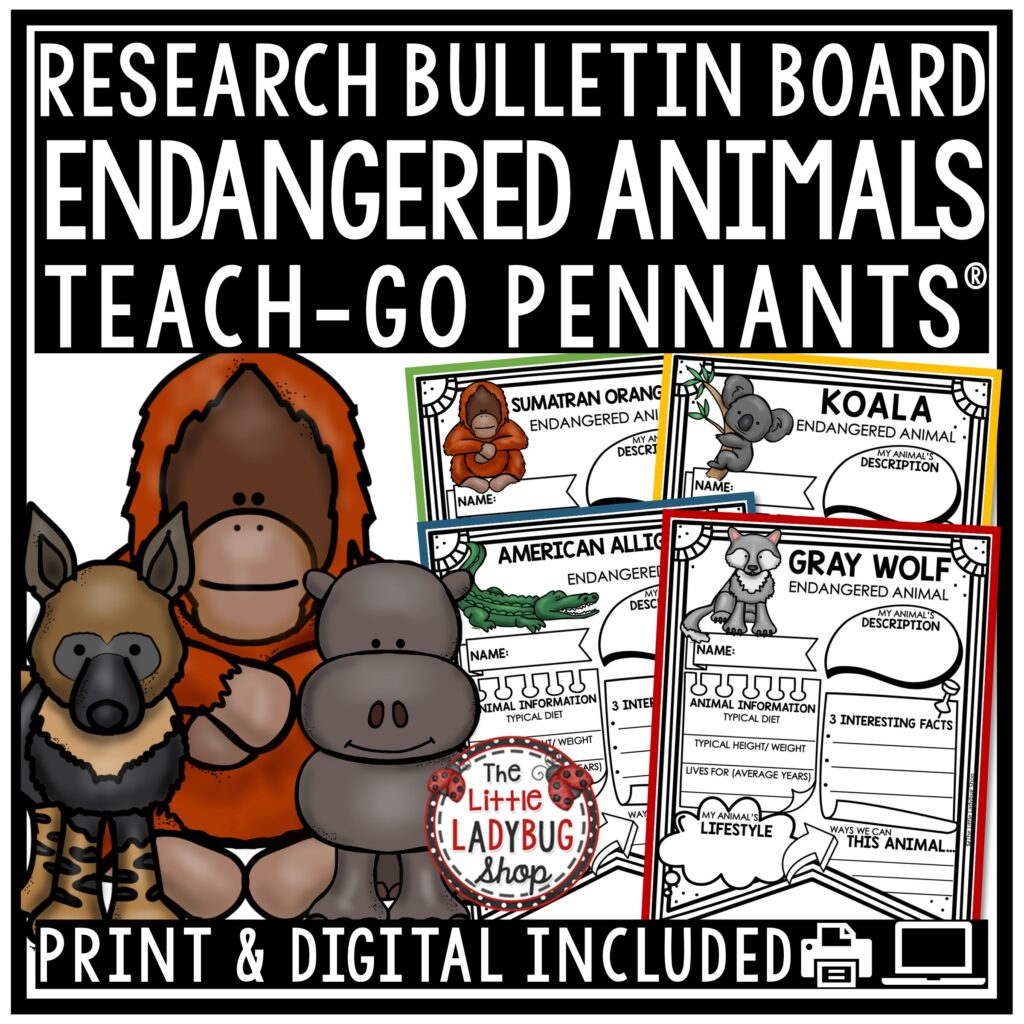 Endangered Animals Species Research Project Bulletin Board - The Little ...