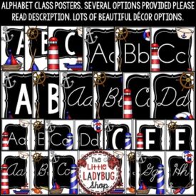 Nautical Theme Classroom Decor: Print & Cursive Alphabet Posters ...
