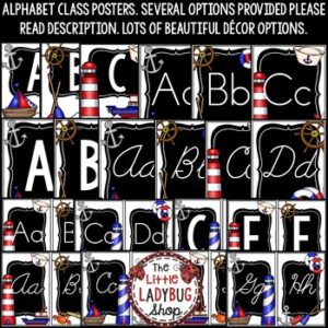 Nautical Theme Classroom Decor: Print & Cursive Alphabet Posters ...