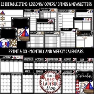 Nautical Theme: Newsletter Template Editable, Teacher Planner - The ...