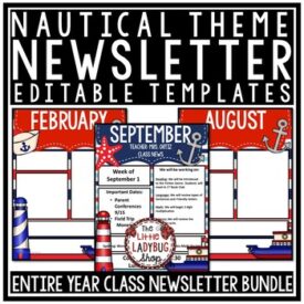 Nautical Theme: Newsletter Template Editable - The Little Ladybug Shop