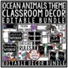 Ocean Theme Decor Bundle: Newsletter Template Editable, Name Tags ...