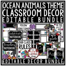 Ocean Theme Decor Bundle: Newsletter Template Editable, Name Tags ...