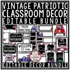 Patriotic Classroom Decor: Newsletter Templates Editable, Labels ...