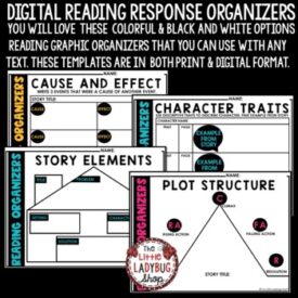 Reading Response Graphic Organizers, Story Elements Activities - The ...