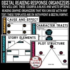 Reading Response Graphic Organizers, Story Elements Activities - The ...