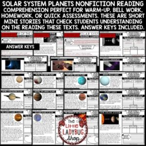 Science Solar System and Planets Reading Comprehension Passages and ...