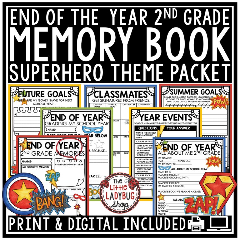 End of Year Memory Book 2nd Grade Superhero Theme - The Little Ladybug Shop