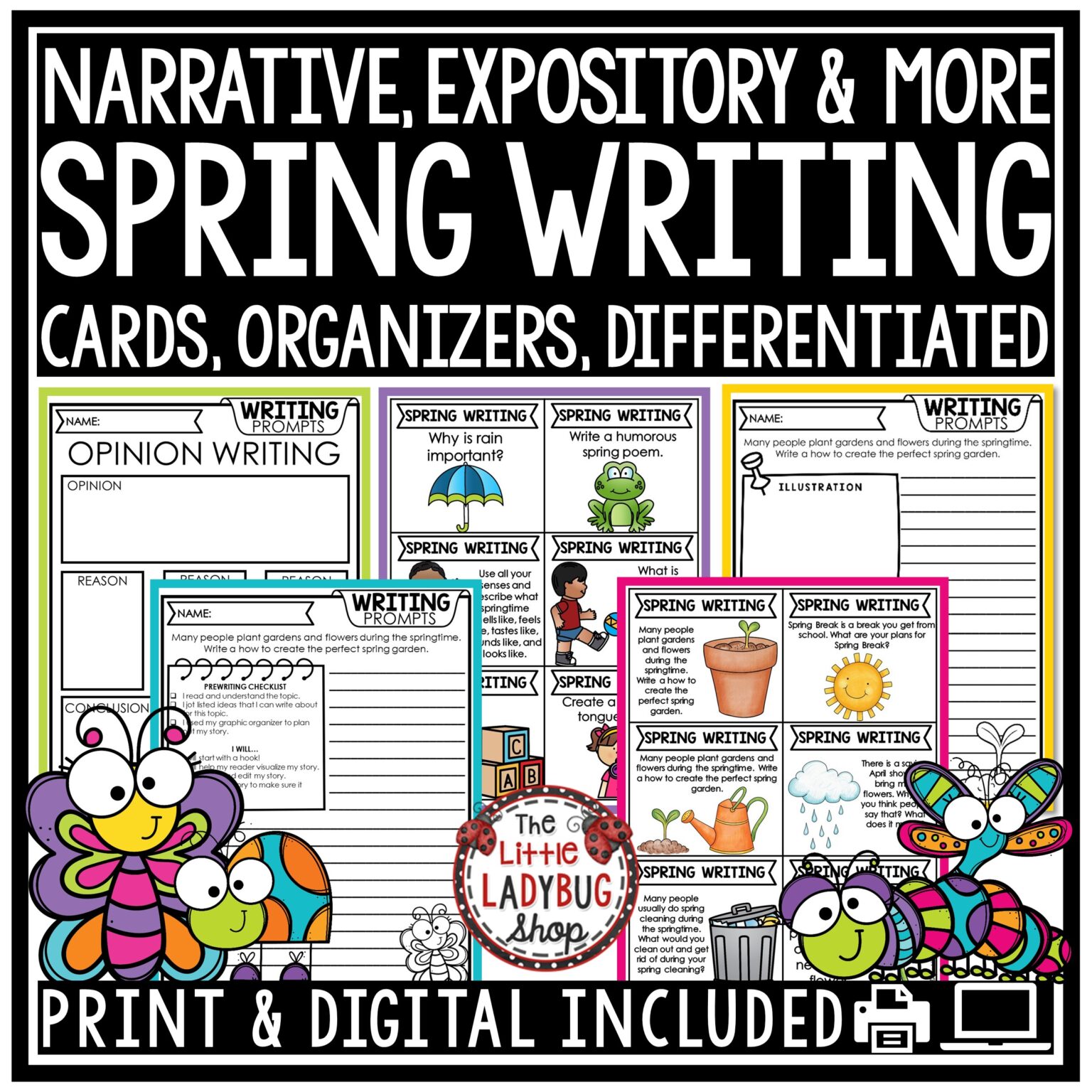 March April Spring Writing Prompts 3rd 4th Grade - The Little Ladybug Shop