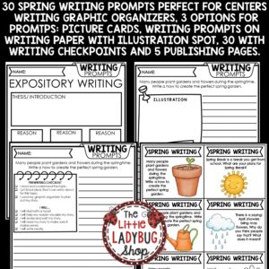 March April Spring Writing Prompts 3rd 4th Grade - The Little Ladybug Shop