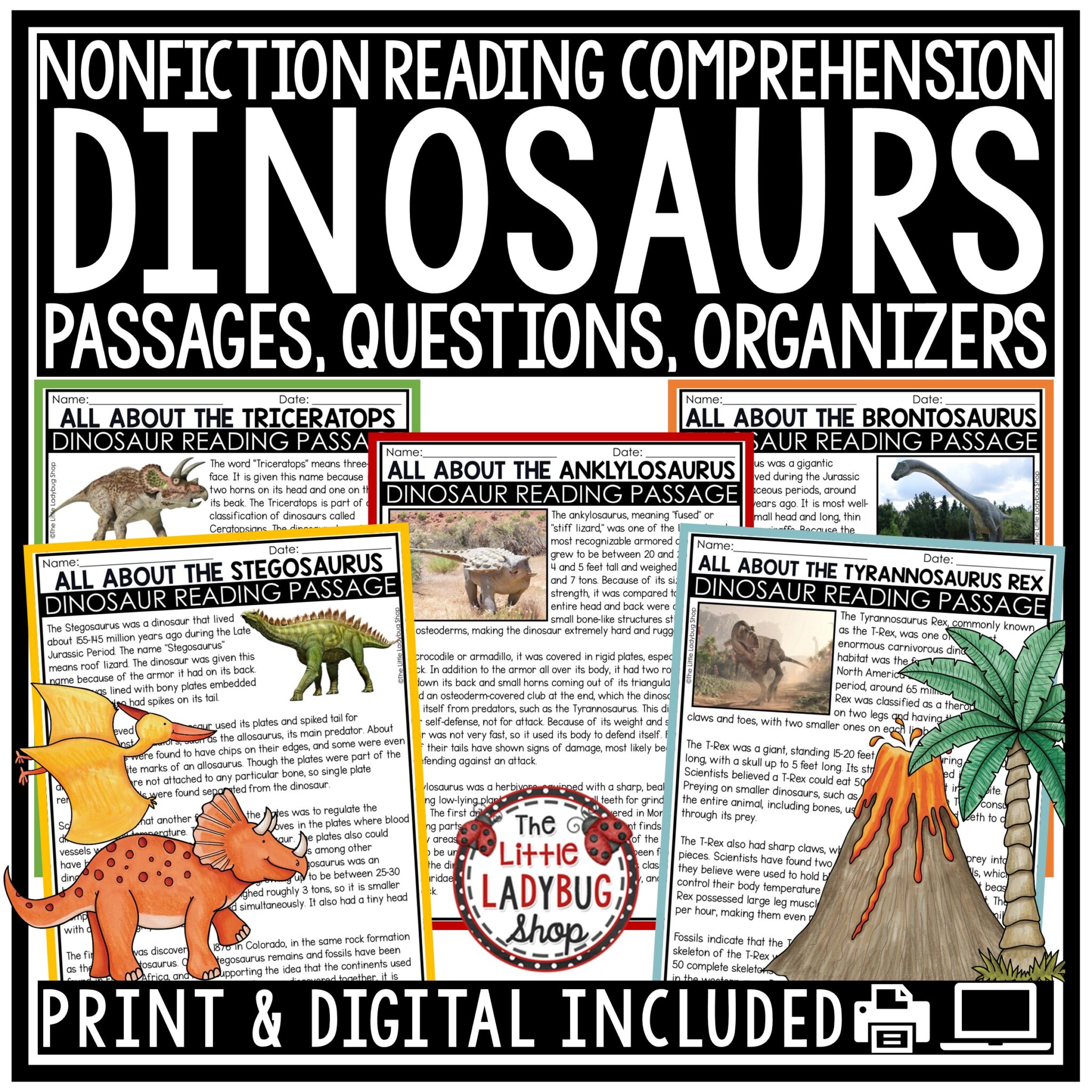 Dinosaurs Activities Nonfiction Reading Comprehension Passages - The ...