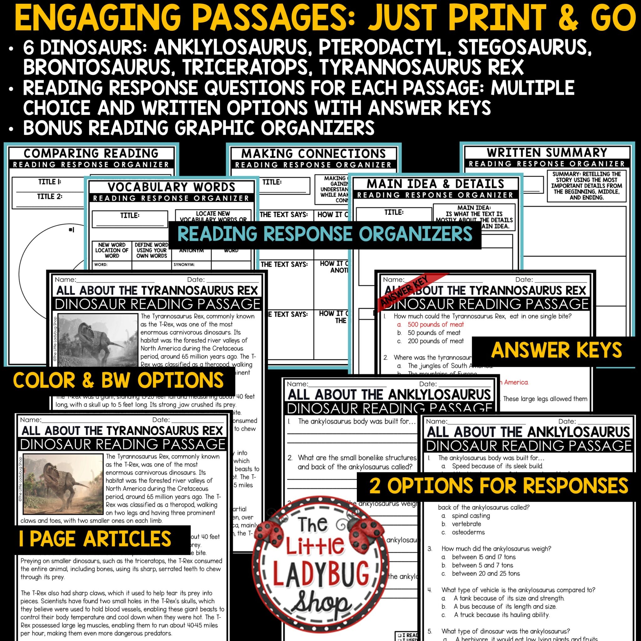 Dinosaurs Activities Nonfiction Reading Comprehension Passages - The ...