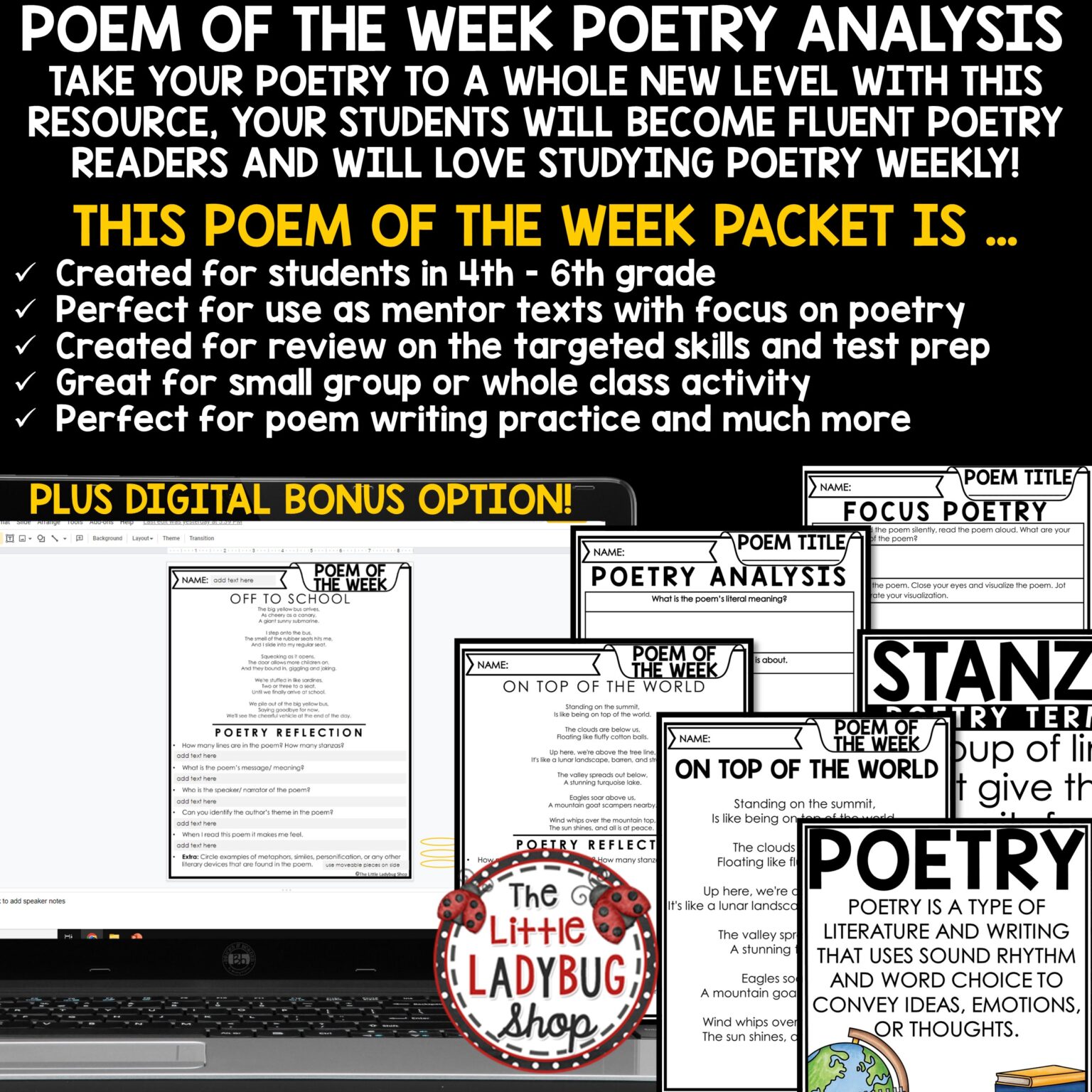 Poem of the Week Poetry Unit - The Little Ladybug Shop
