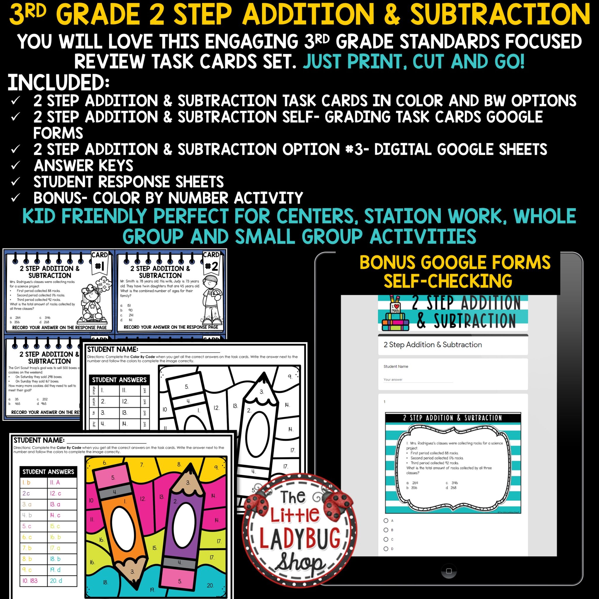 3rd Grade Math STAAR Test Prep Problem Solving - The Little Ladybug Shop